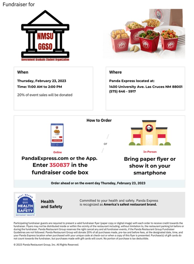 GGSO Panda Express Fundraiser