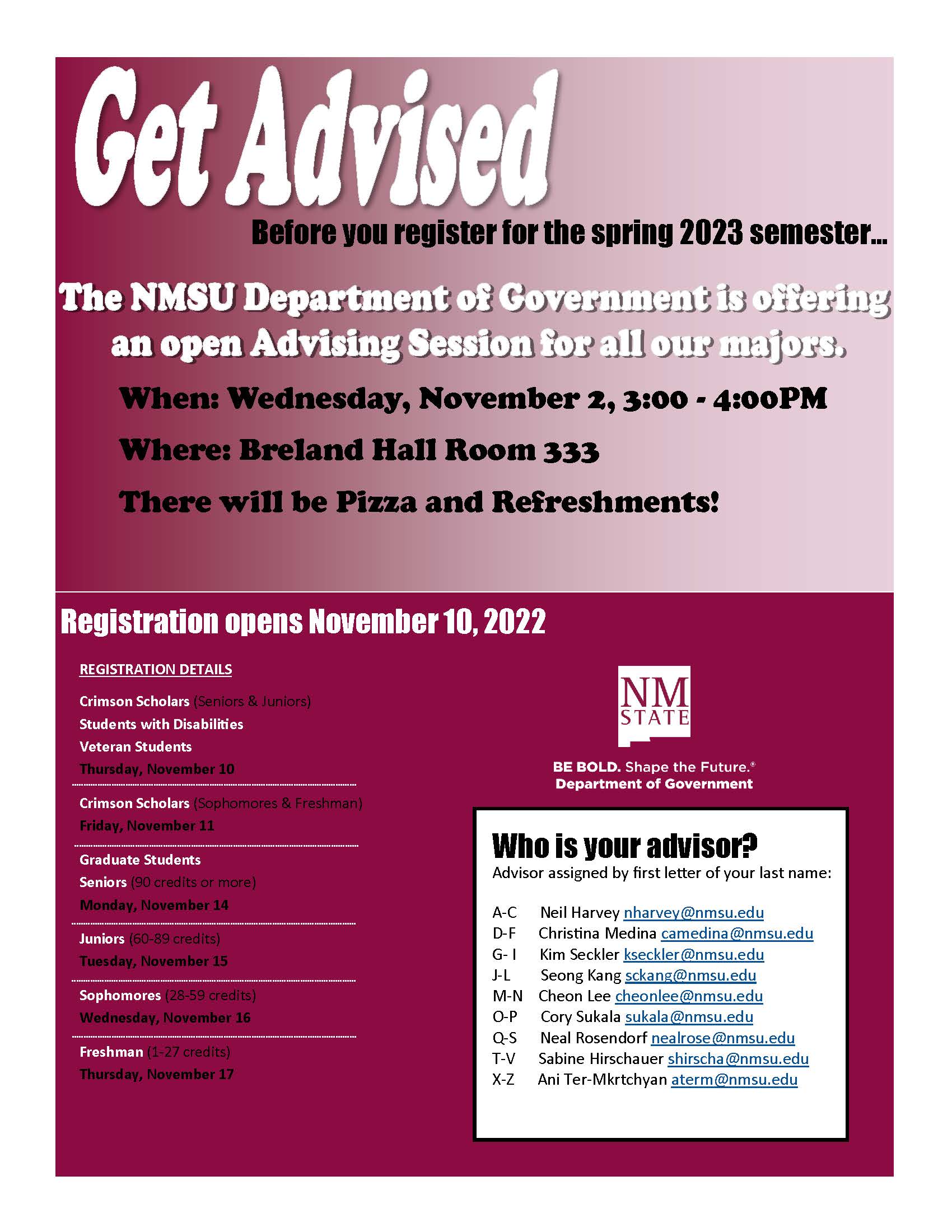 2022 Open Advising Session